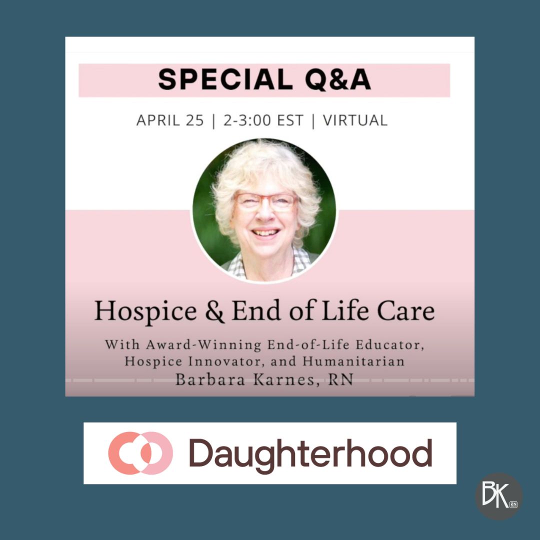 Daughterhood Circle Special Q & A Hospice & End of Life – BK Books